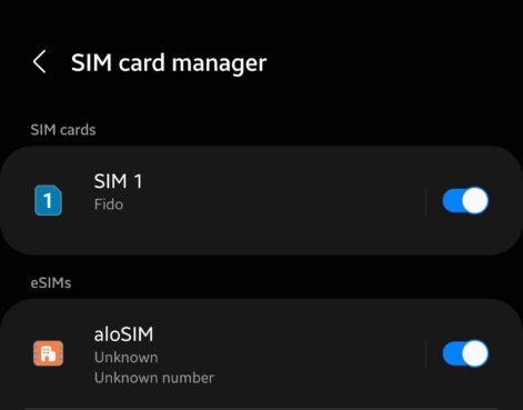 Samsung eSIM settings (with examples) | aloSIM