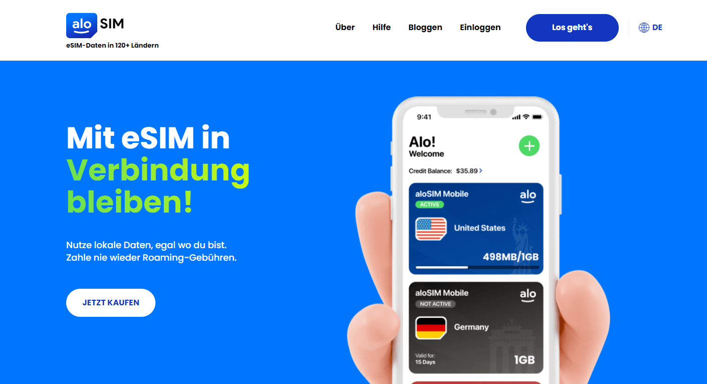 aloSIM | eSIM-Daten leicht gemacht | eSIM Reisedatentarife
